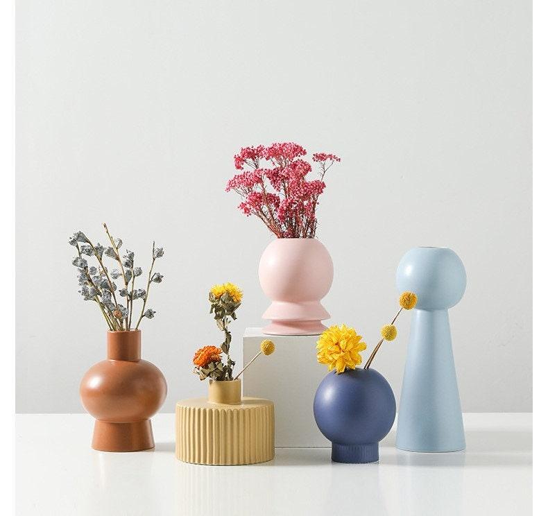 Modern Pastel Ceramic Vase Set – 5-Piece Art Deco Home Decor – JL ...